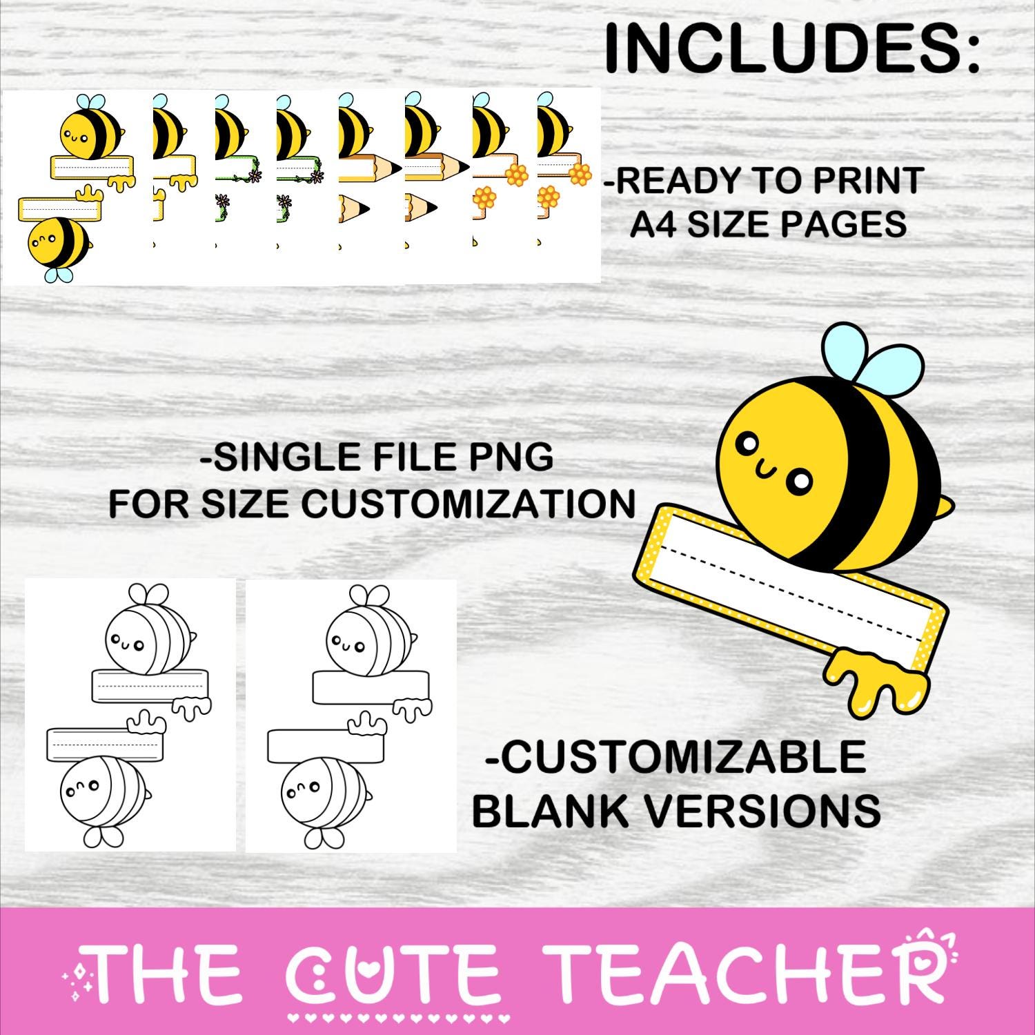 Honeybee Name Tags - Bee Spring Printable Door Display & Bulletin Board ...