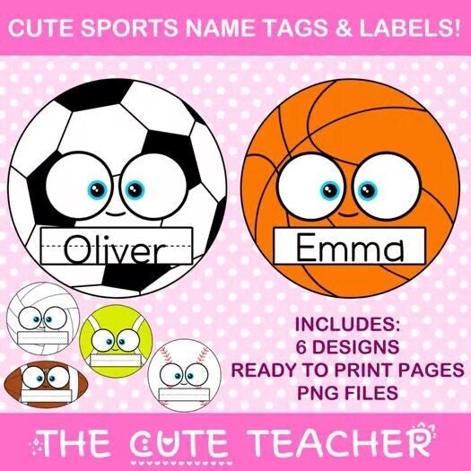 Sports Name Tags - Editable Bulletin Board Ideas - Soccer, Football ...