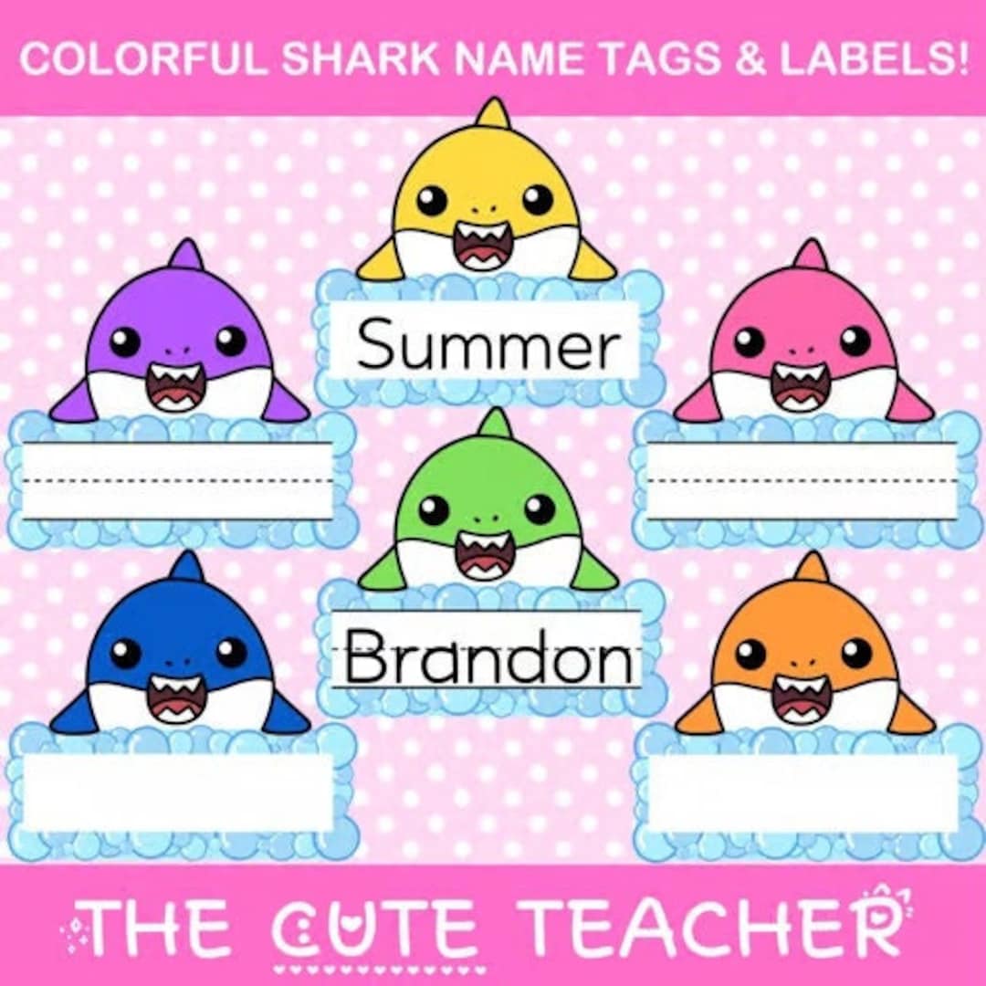 Shark Name Tags Colorful Ocean Themed Printable Door Display - Etsy