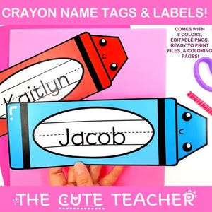 Crayon Classroom Cubby Tags - Editable Printable Name Display for ...