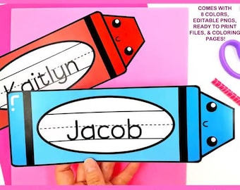 Crayon Classroom Cubby Tags - Editable Printable Name Display for ...