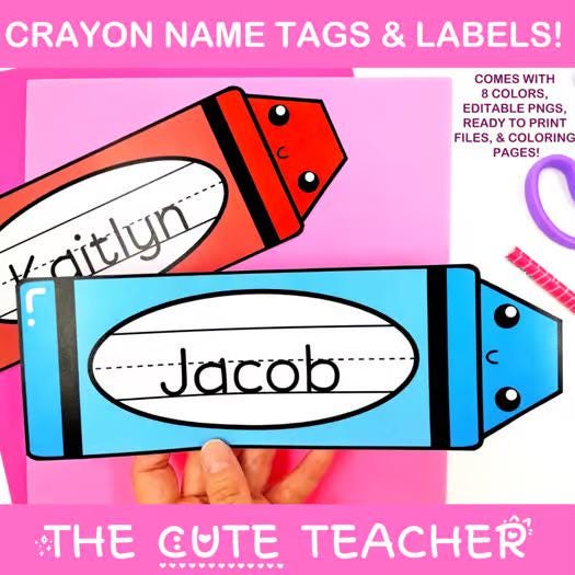 Crayon Classroom Cubby Tags - Editable Printable Name Display for ...