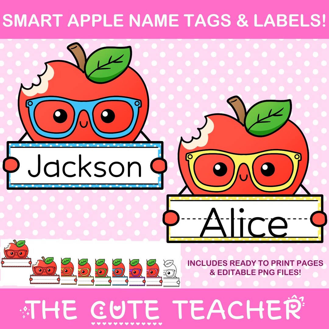 Smart Apple Back to School Name Tags - Teacher Bulletin Board ...