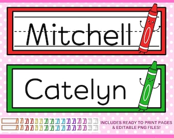 Crayon Classroom Cubby Tags - Editable Printable Name Display for ...