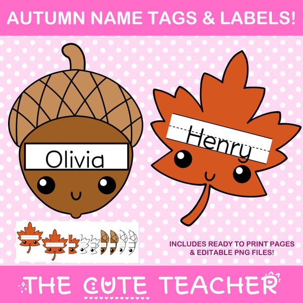 Fall Name Tag Printables - Etsy