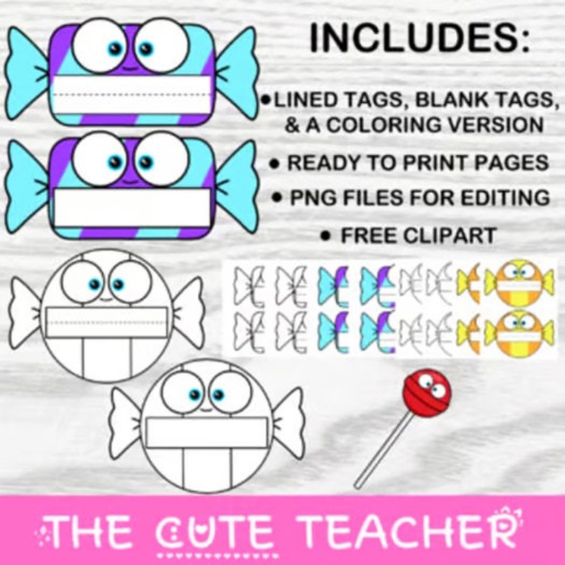 Candy Classroom Name Tags - Printable Sweets Theme Bulletin Board Ideas ...