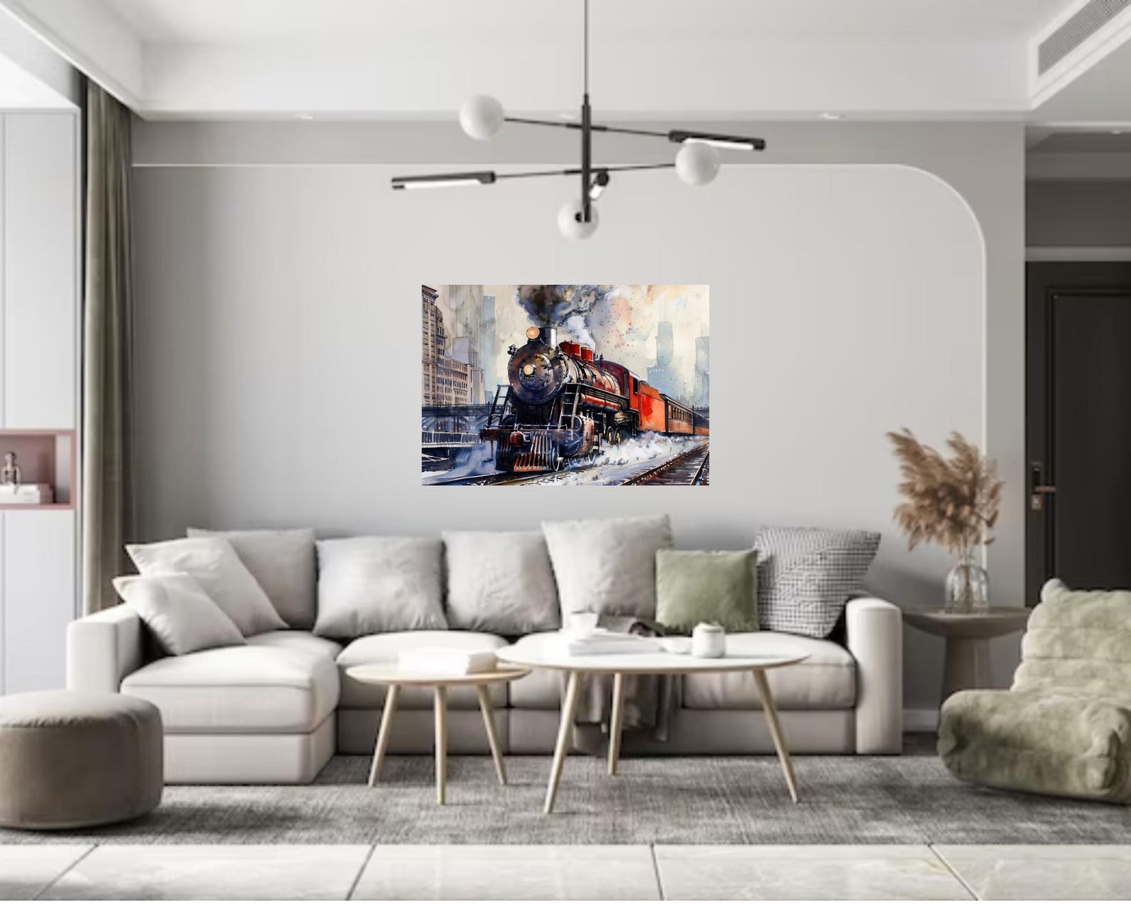 Watercolor Painting of Chicago & North Western Railway, Train No 2810 ...