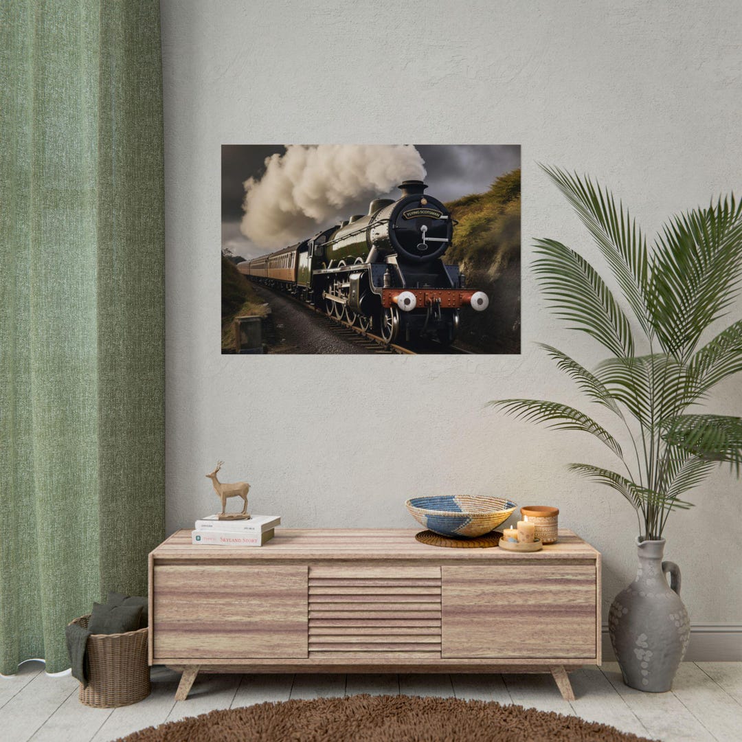 Vintage Train Rolled Posters, Steam Typography Art Print, Railway Wall ...
