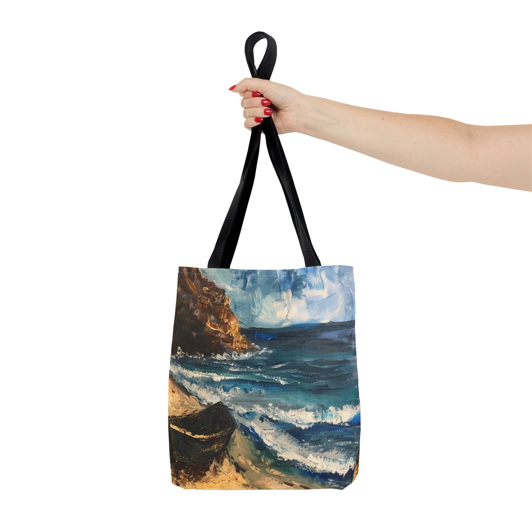 Tote Bag AOP Beautiful Rustic Coastal Design No 113, in 3 Sizes 13x13 ...