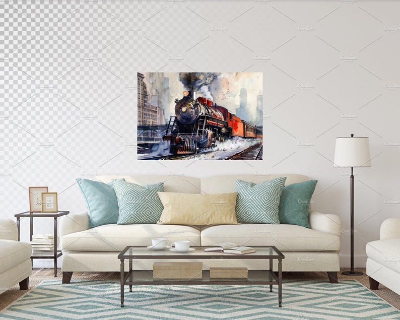 Watercolor Painting of Chicago & North Western Railway, Train No 2810 ...