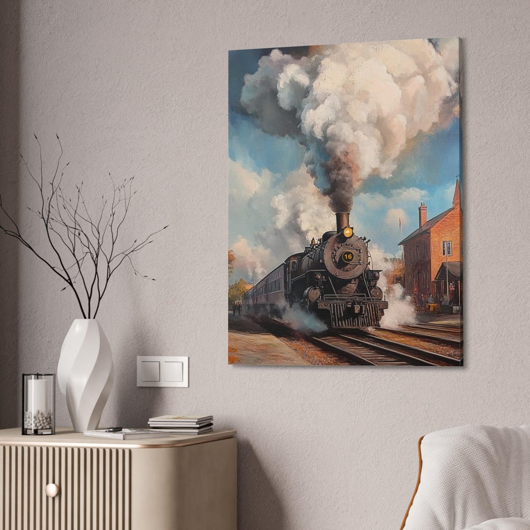 Canvas Stretched, EBT Railroad Engine No 16 Art Print - Vintage Train ...