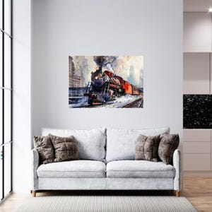 Watercolor Painting of Chicago & North Western Railway, Train No 2810 ...