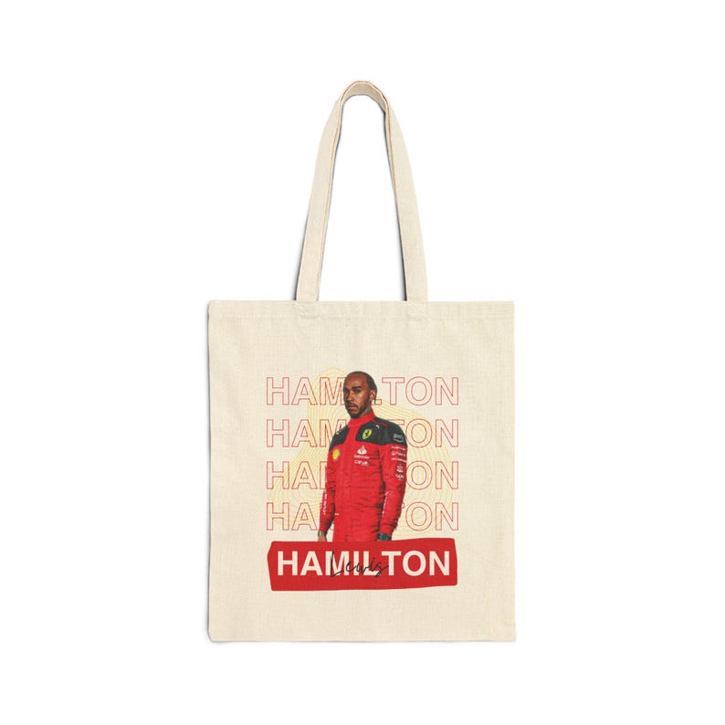 Formula 1 Cotton Canvas Tote Bag With Ferrari Driver, Lewis Hamilton ...