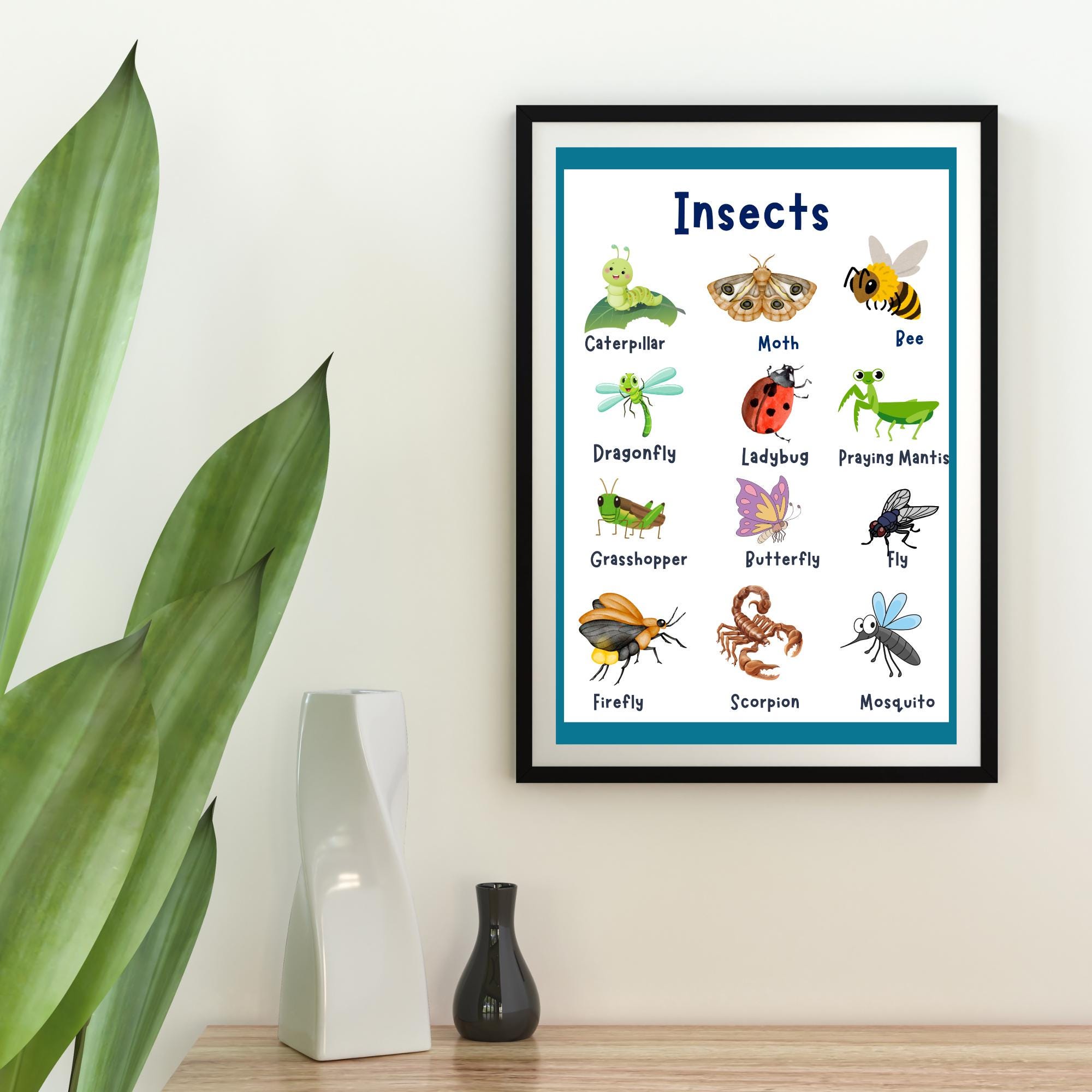 Insect Animals Wall Chart for Classroom Wall Chart Kids Wall Chart Kids ...