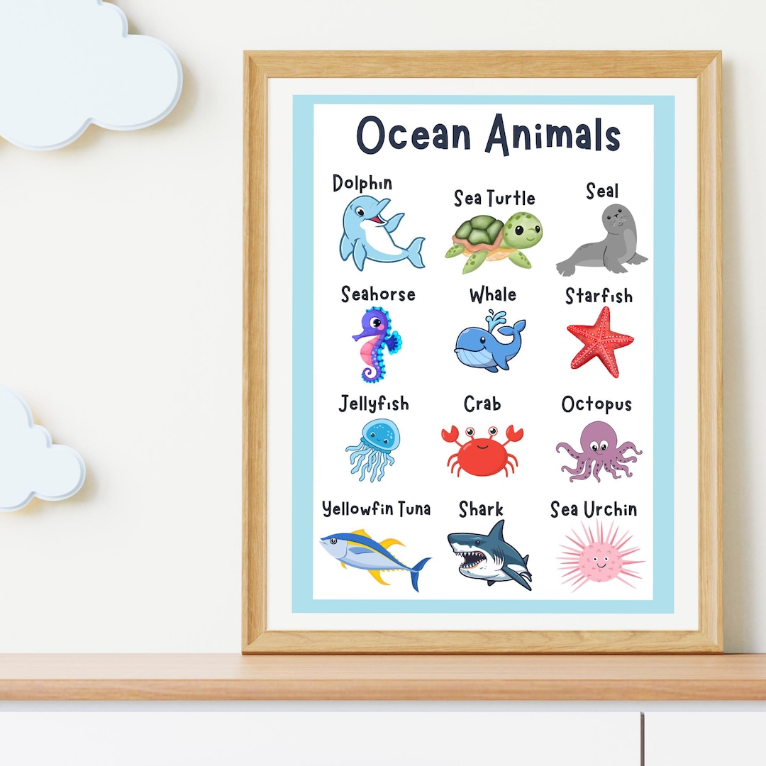 Ocean Animals Wall Chart for Classroom Wall Chart Kids Wall Chart Kids ...