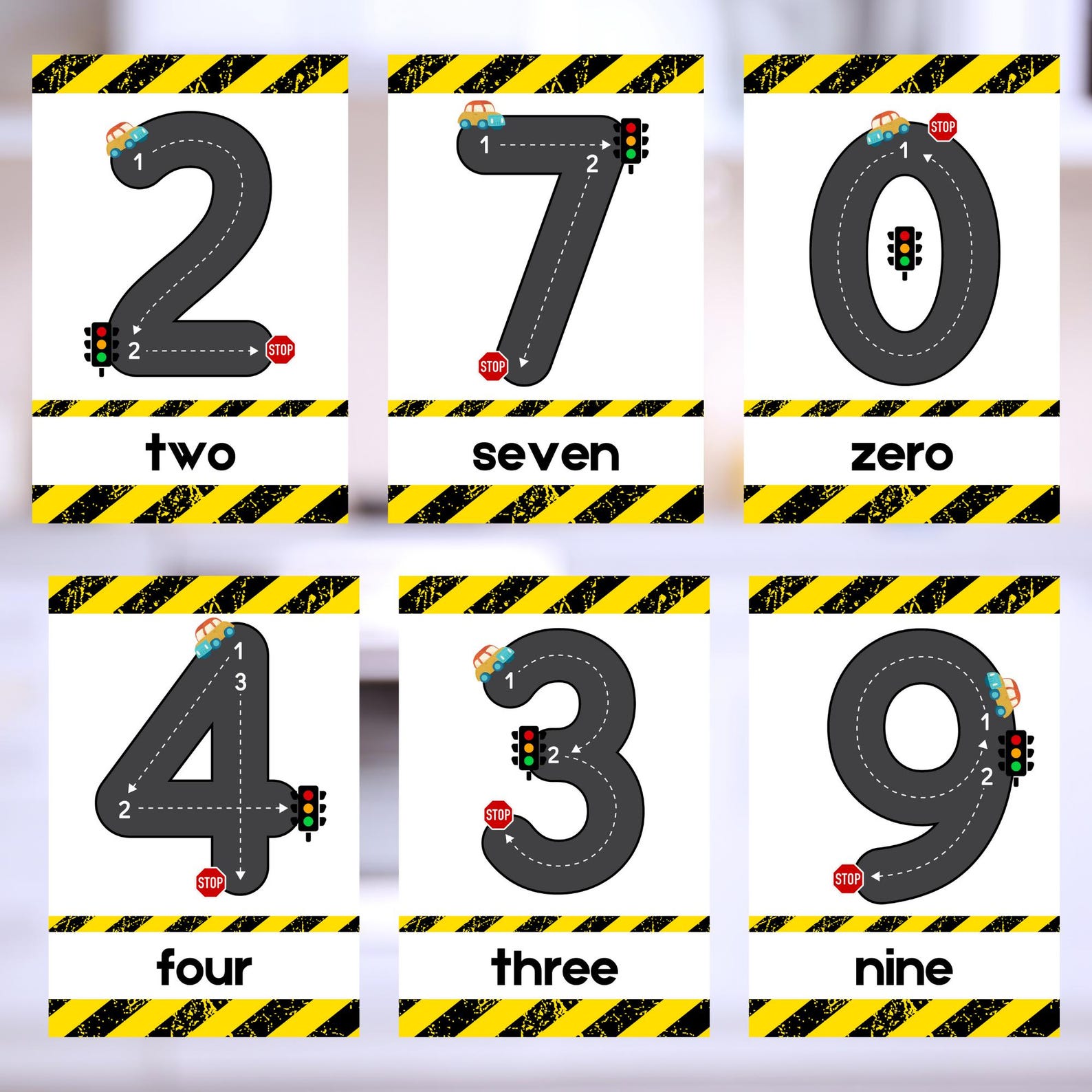 Number Flashcards Numbers 1-10 Flashcard for Kids Road Flashcard 1-10 ...