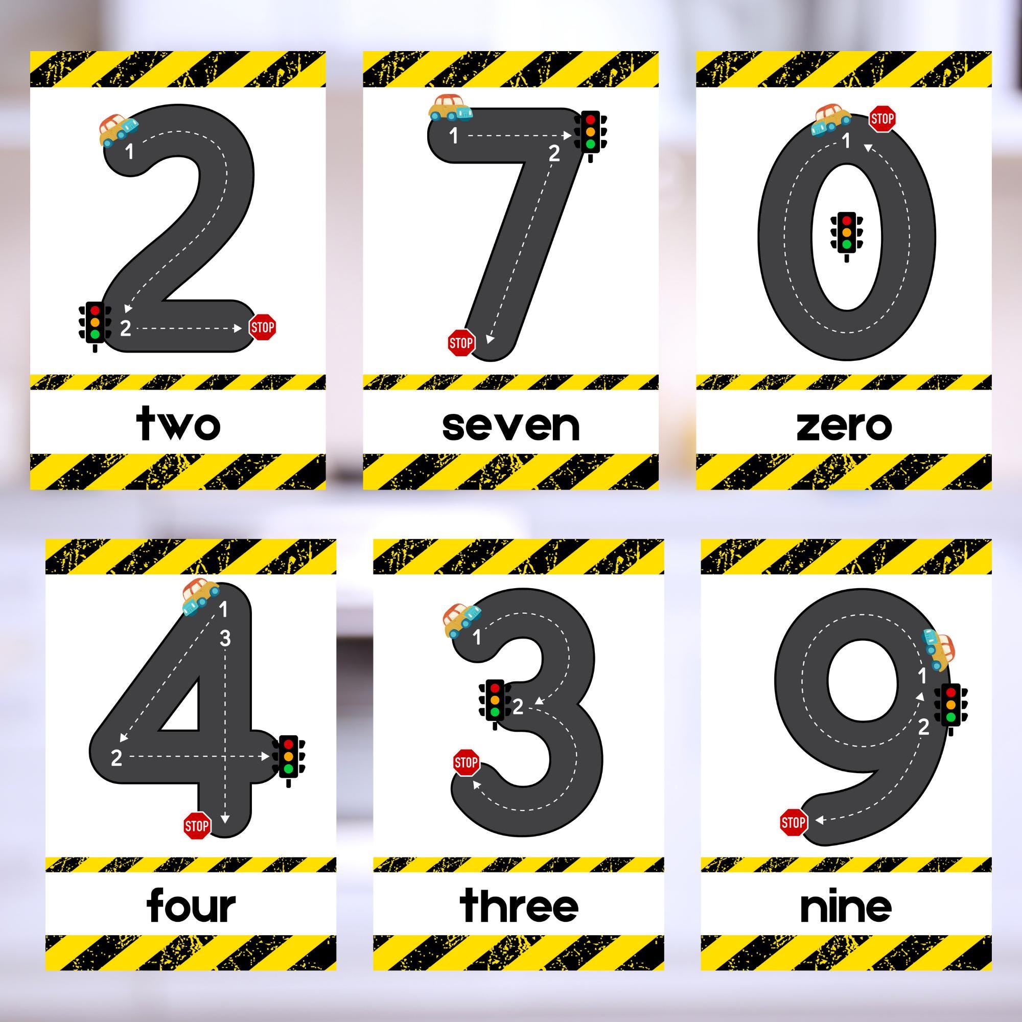 Number Flashcards Numbers 1-10 Flashcard for Kids Road Flashcard 1-10 ...