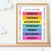 Days of the Week Classroom Wall Chart Kids Wall Chart Kids Classroom ...