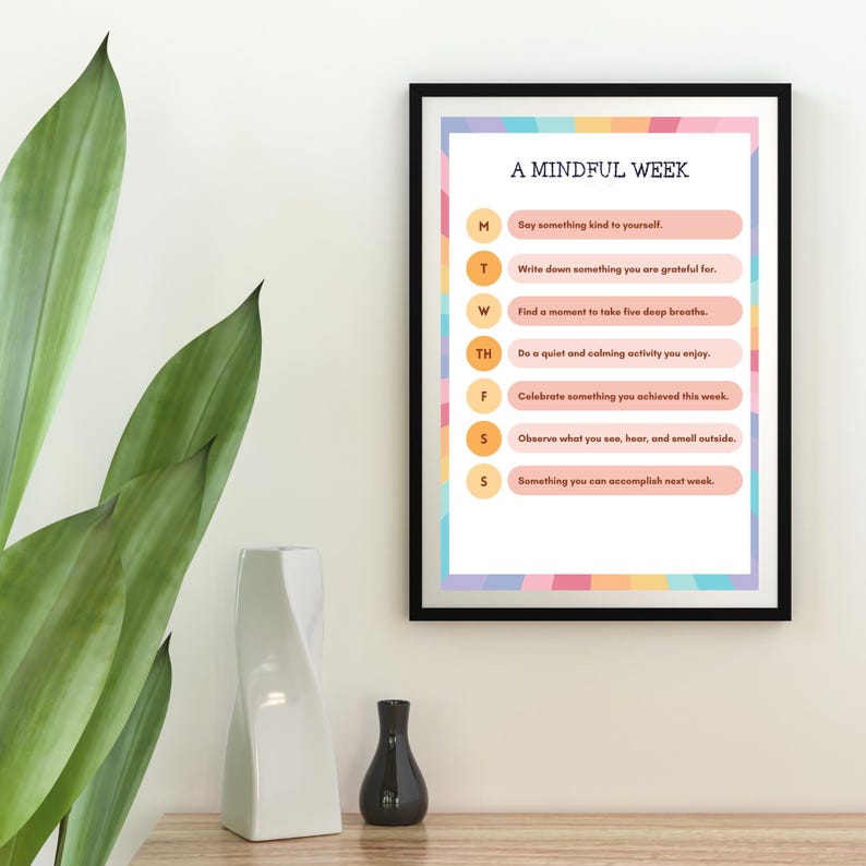 A Mindful Week Classroom Wall Chart Kids Wall Chart Kids Classroom Wall ...