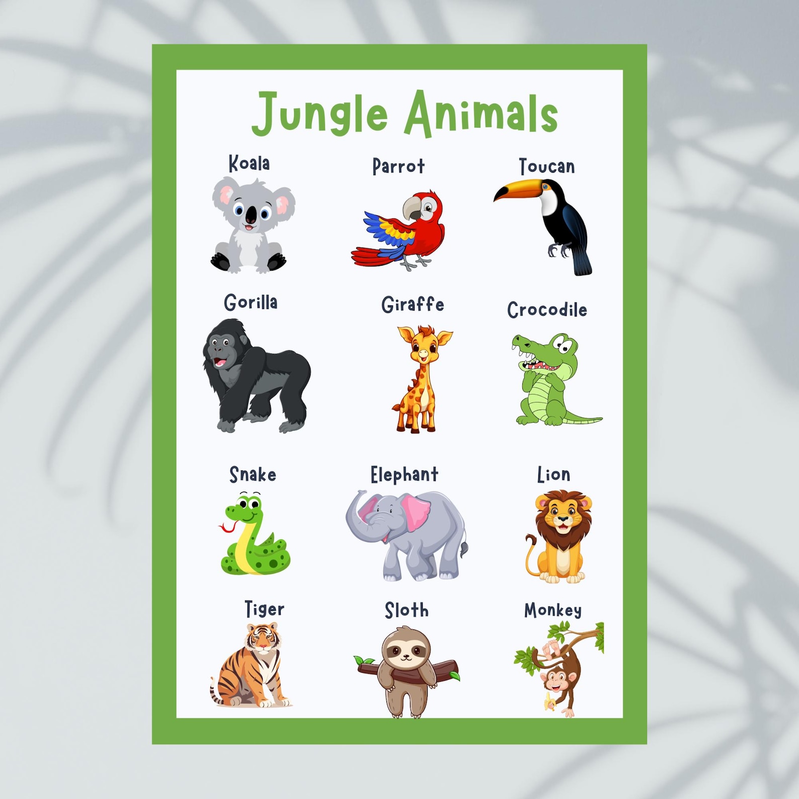 Jungle Animals Wall Chart for Classroom Wall Chart Kids Wall Chart Kids ...