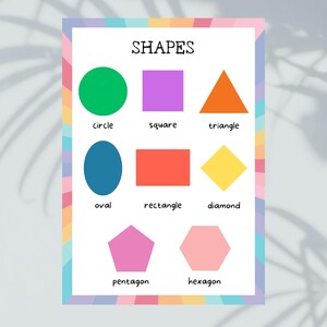 Shapes Classroom Wall Chart Shapes Kids Wall Chart Kids Classroom Wall ...