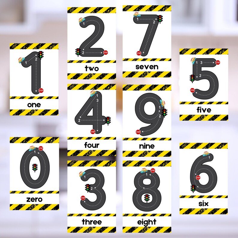 Number Flashcards Numbers 1-10 Flashcard for Kids Road Flashcard 1-10 ...