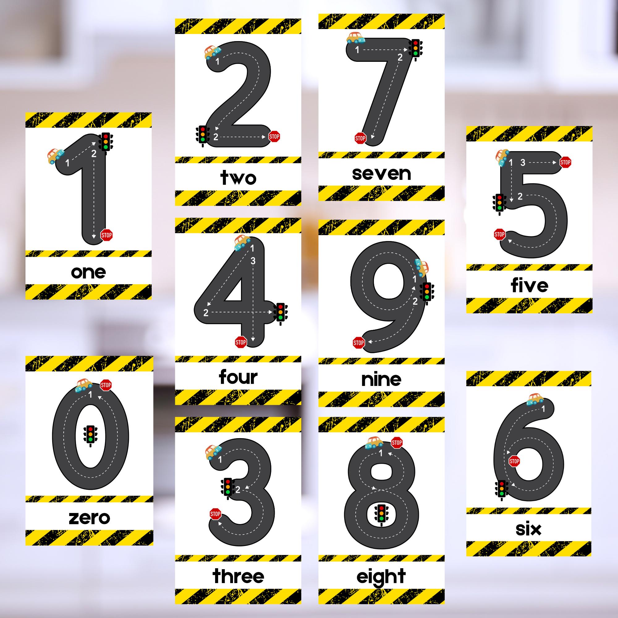 Number Flashcards Numbers 1-10 Flashcard for Kids Road Flashcard 1-10 ...