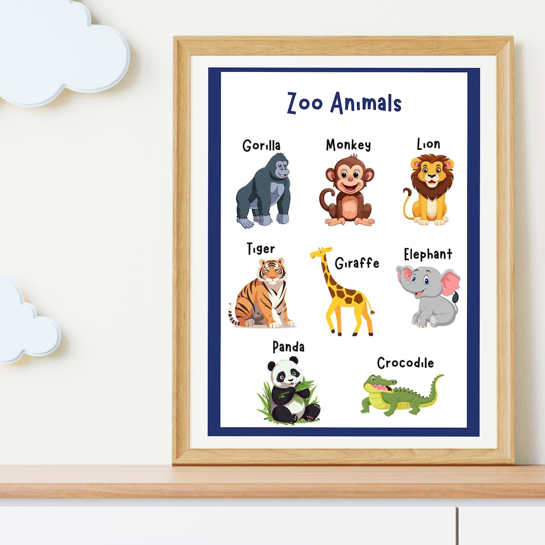 Zoo Animals Wall Chart for Classroom Wall Chart Kids Wall Chart Kids ...