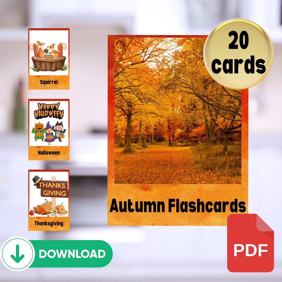 Autumn Flashcards Printable Spring Flashcards Vocabulary Materials for ...