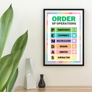 Order of Operation Wall Chart Mathematics Chart Classroom Wall Chart ...