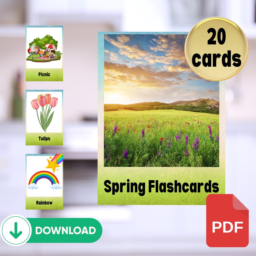 Spring Flashcards Printable Spring Flashcards Vocabulary Materials for ...