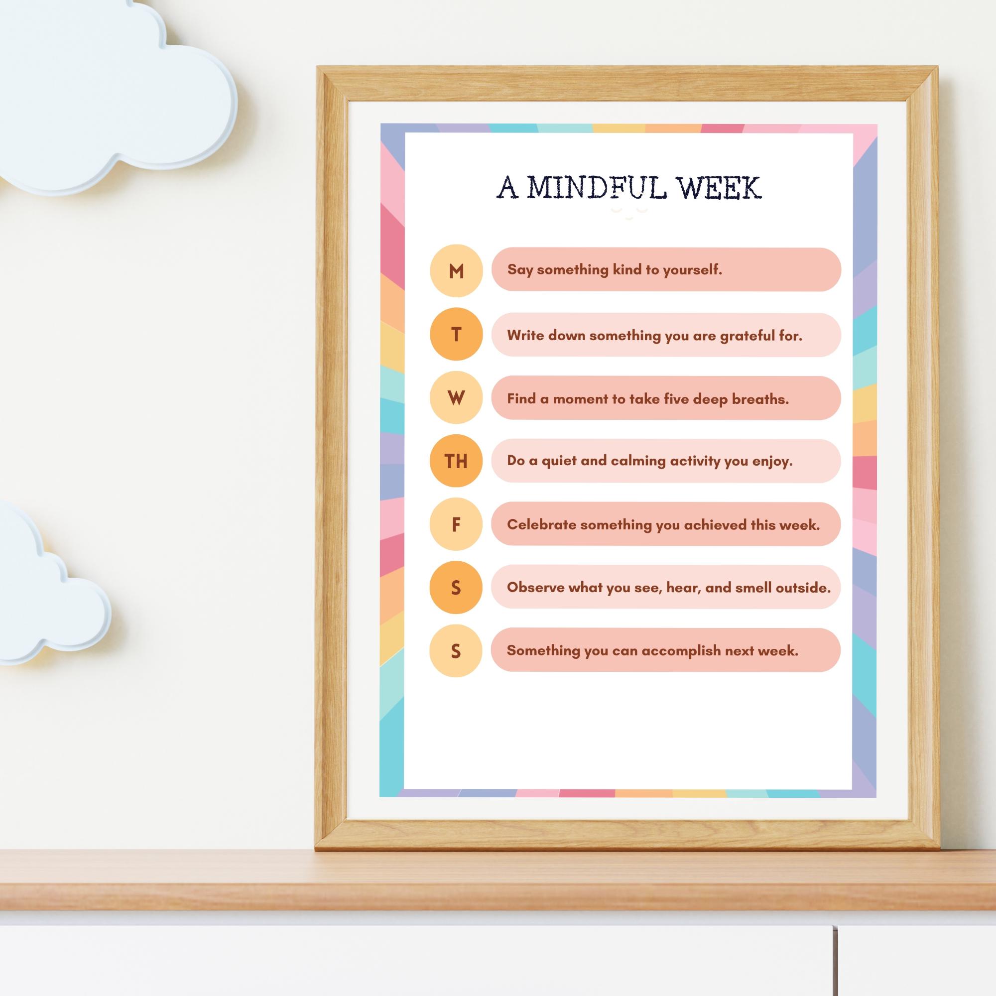 A Mindful Week Classroom Wall Chart Kids Wall Chart Kids Classroom Wall ...