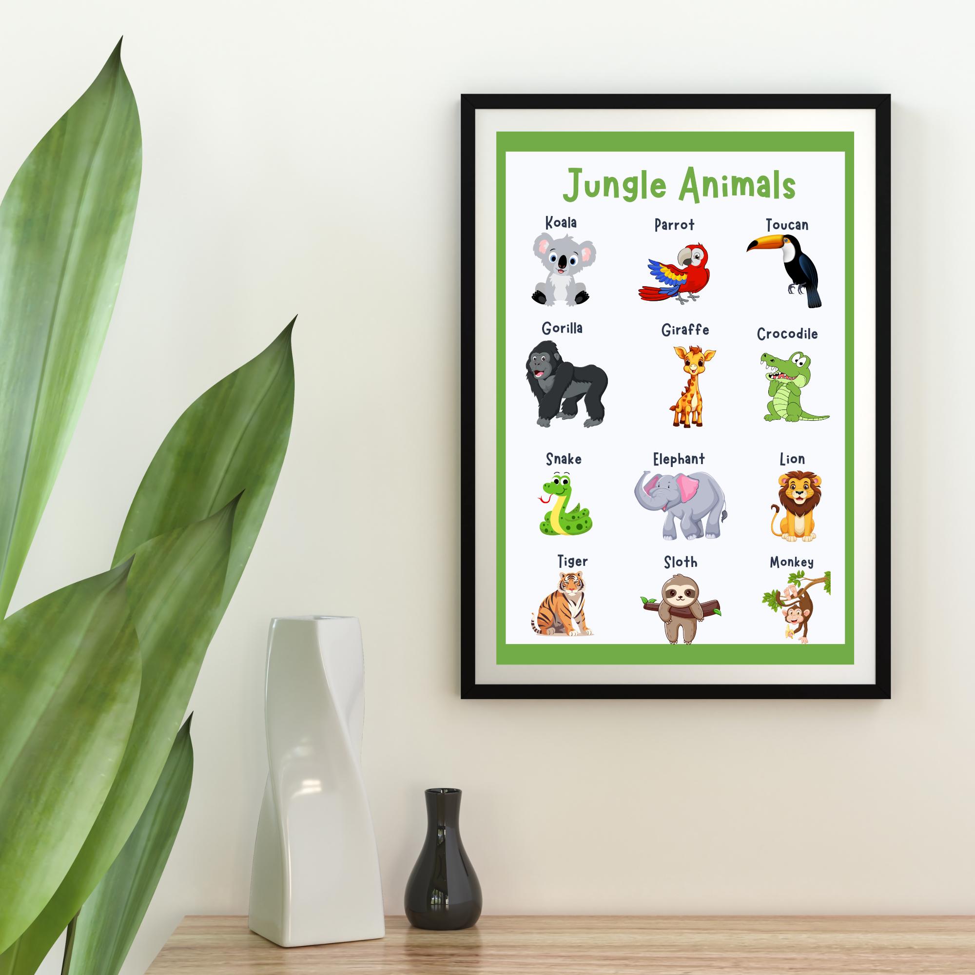 Jungle Animals Wall Chart for Classroom Wall Chart Kids Wall Chart Kids ...