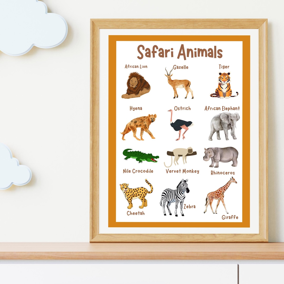 Safari Animals Wall Chart for Classroom Wall Chart Kids Wall Chart Kids ...