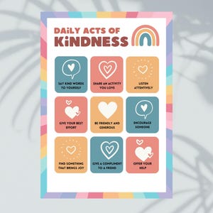 Kindness Chart Classroom Wall Chart Kindness Chart Wall Chart Classroom ...