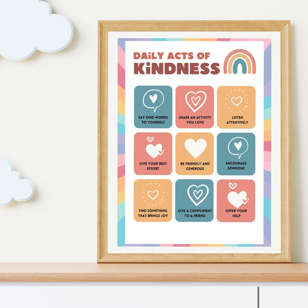 Kindness Chart Classroom Wall Chart Kindness Chart Wall Chart Classroom ...