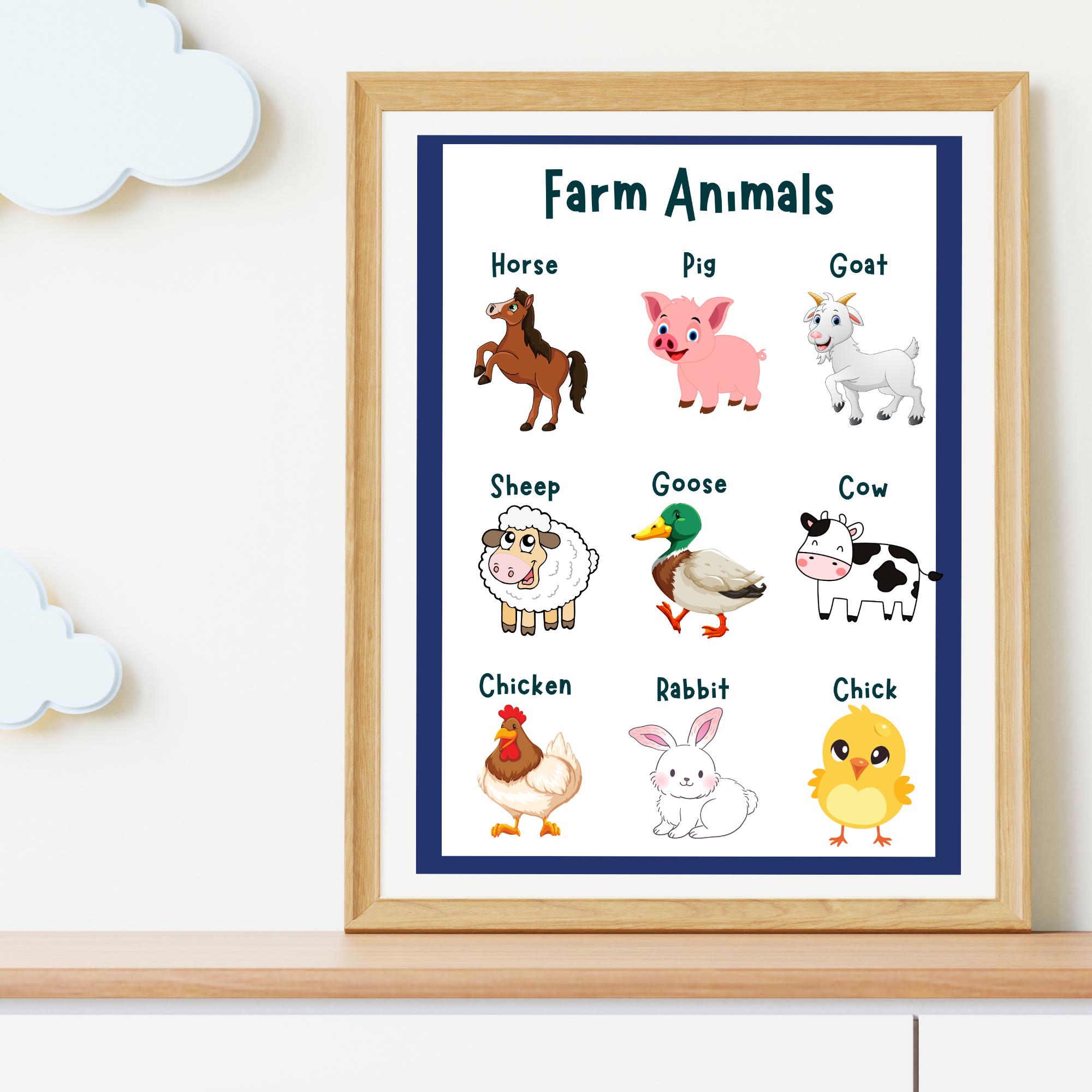 Farm Animals Wall Chart for Classroom Wall Chart Kids Wall Chart Kids ...
