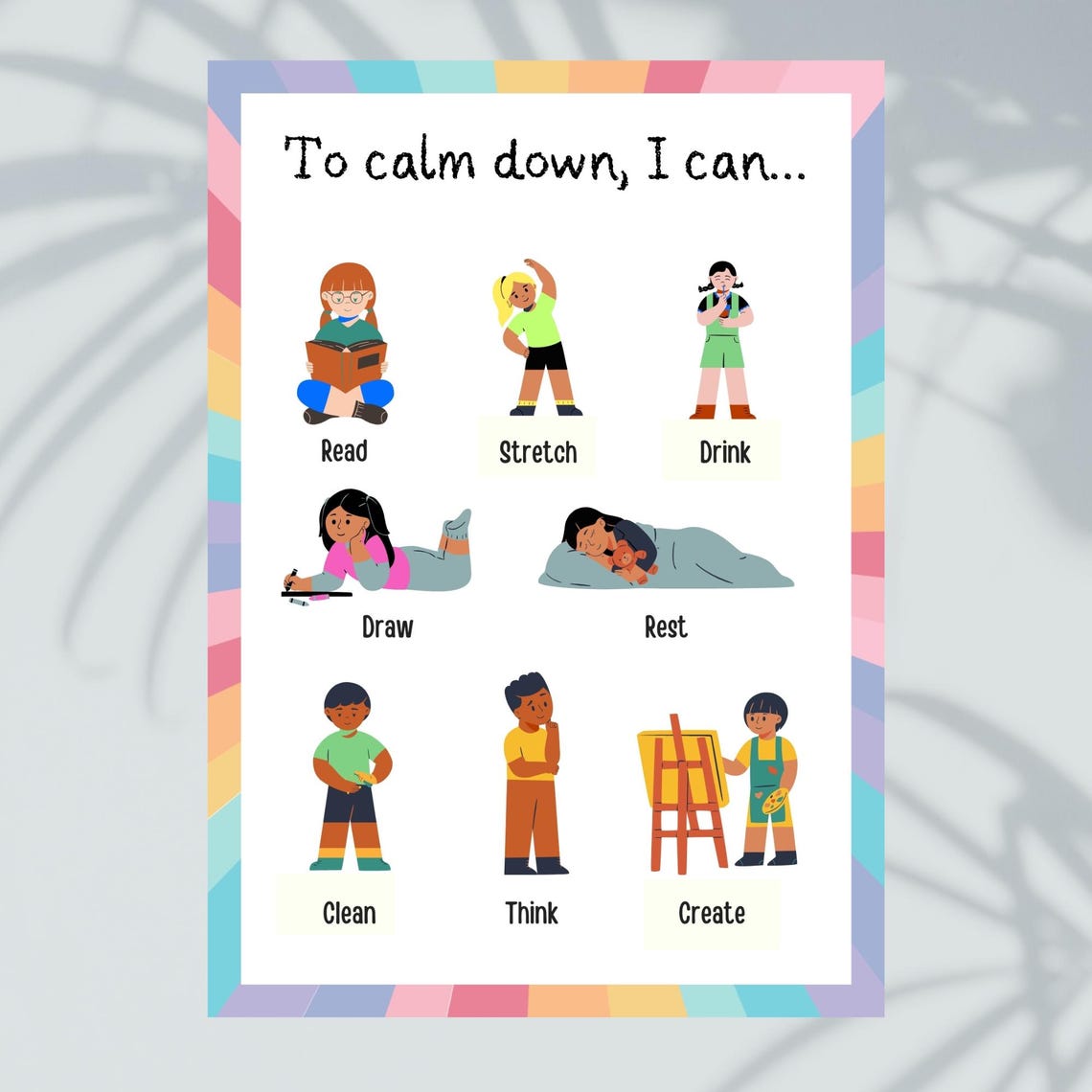 Classroom Wall Chart to Calm Down, I Can... Kids Wall Chart Kids ...