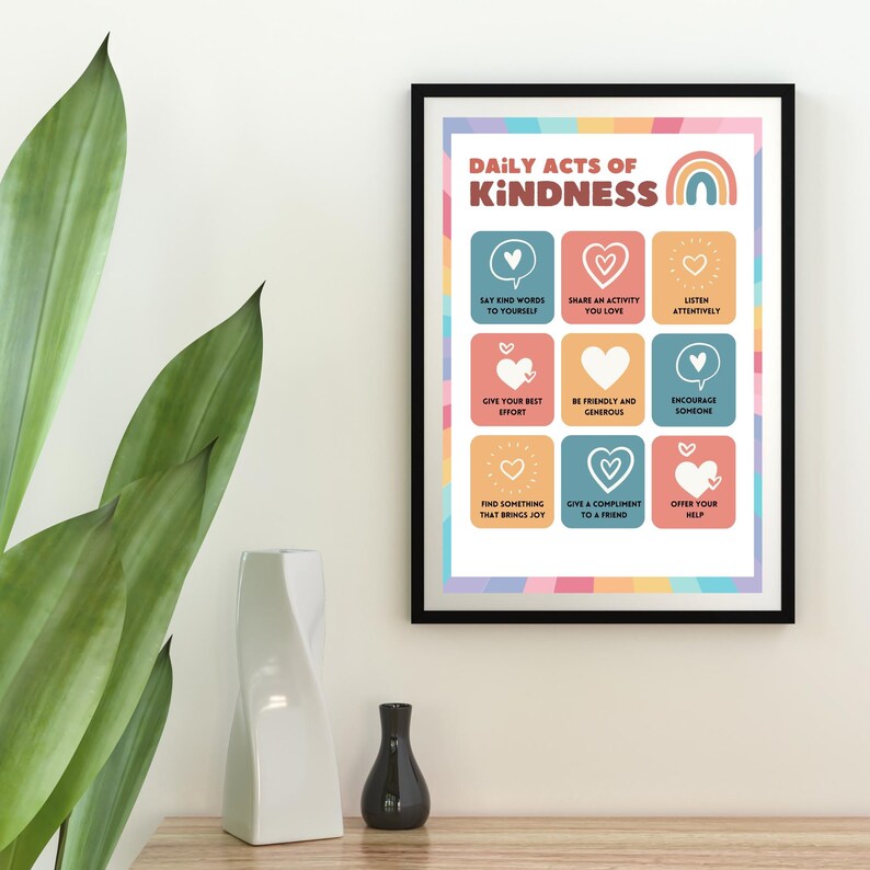 Kindness Chart Classroom Wall Chart Kindness Chart Wall Chart Classroom ...