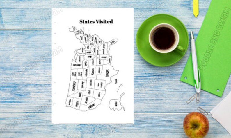 States Visited Tracker | Doodle and Dream Spread - Etsy