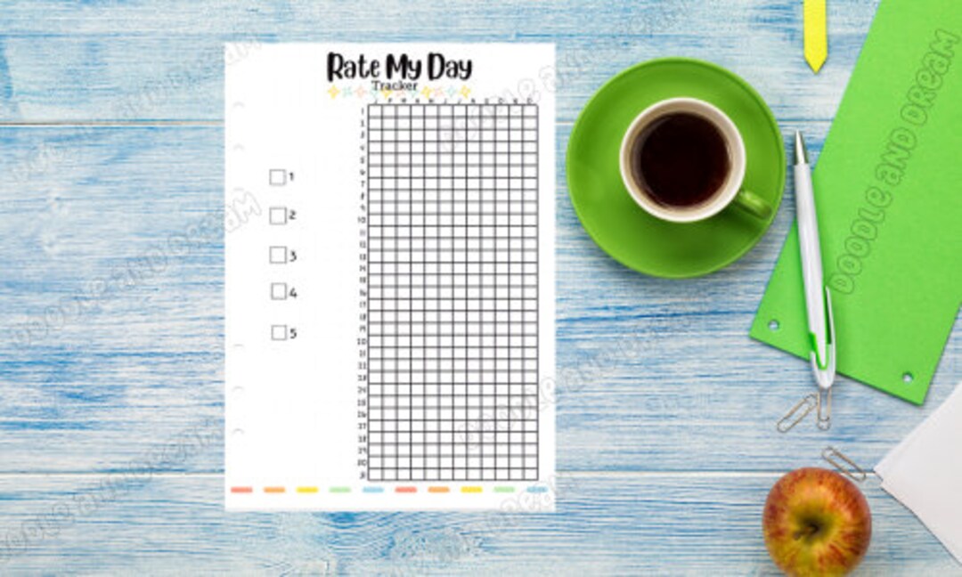 Rate My Day Tracker | Doodle and Dream Spread - Etsy