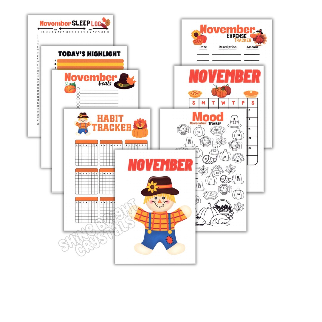 November 2024 Scarecrow | Theme | Monthly Spreads | Improve Mental and ...