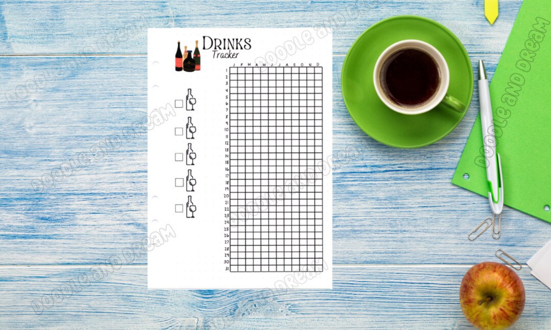 Drinks Tracker | Doodle and Dream Spread - Etsy