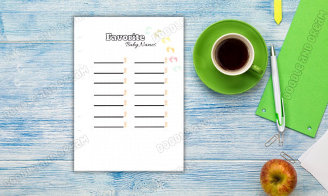 Favorite Baby Names Tracker | Tracker | Doodle and Dream Spread - Etsy
