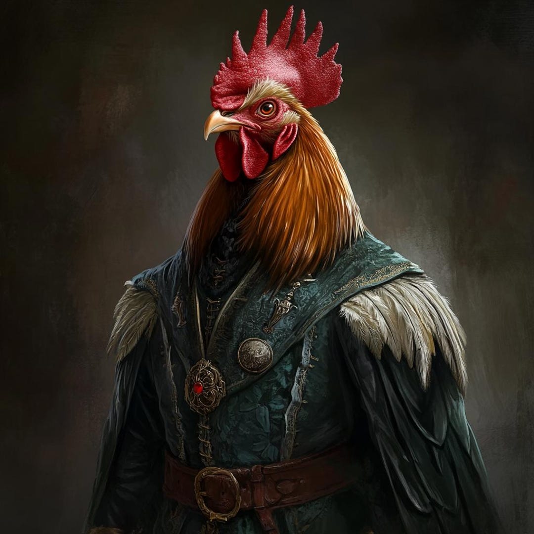 A Rooster in a Medieval Suit - Etsy