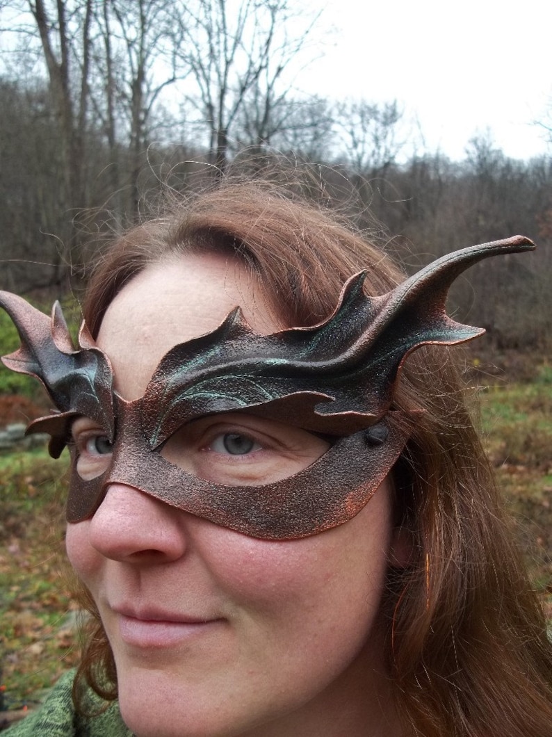 Leather Pixi Mask in Brown - Etsy