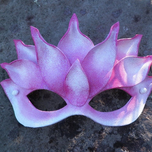 Pink Lotus Leather Mask - Etsy