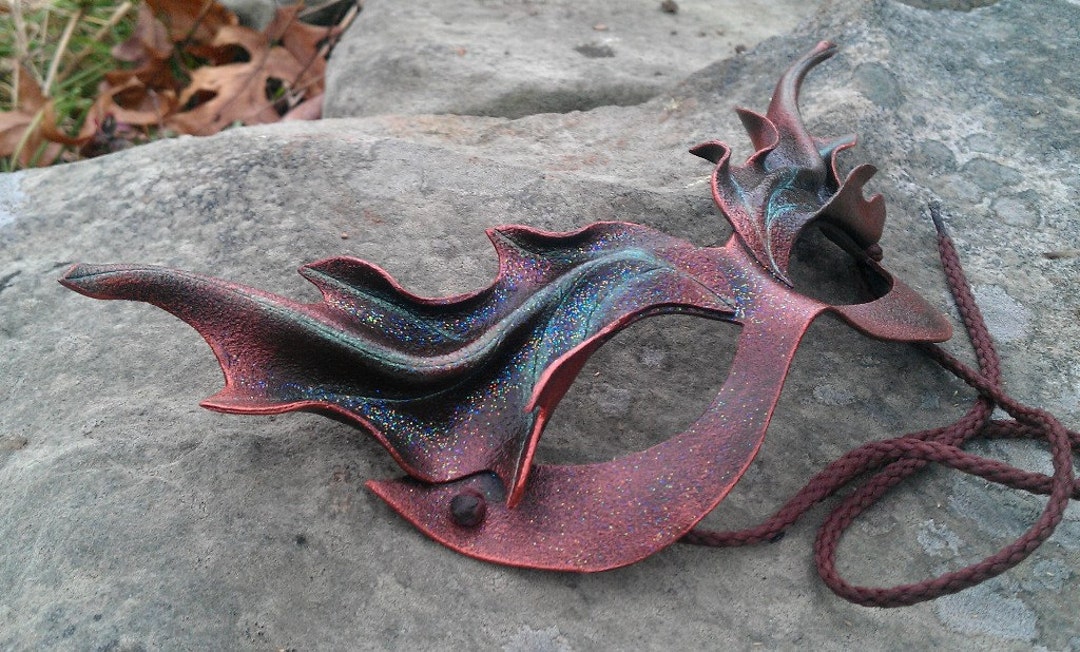 Leather Pixi Mask in Brown - Etsy