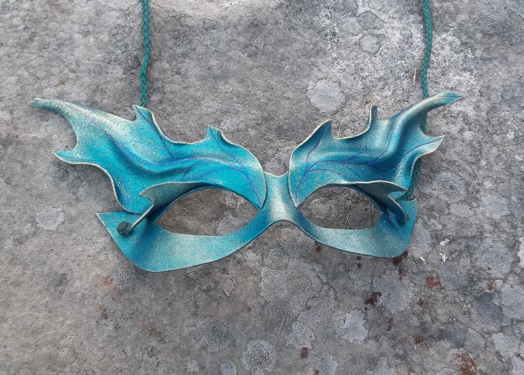 Leather Pixi Mask in Teal - Etsy