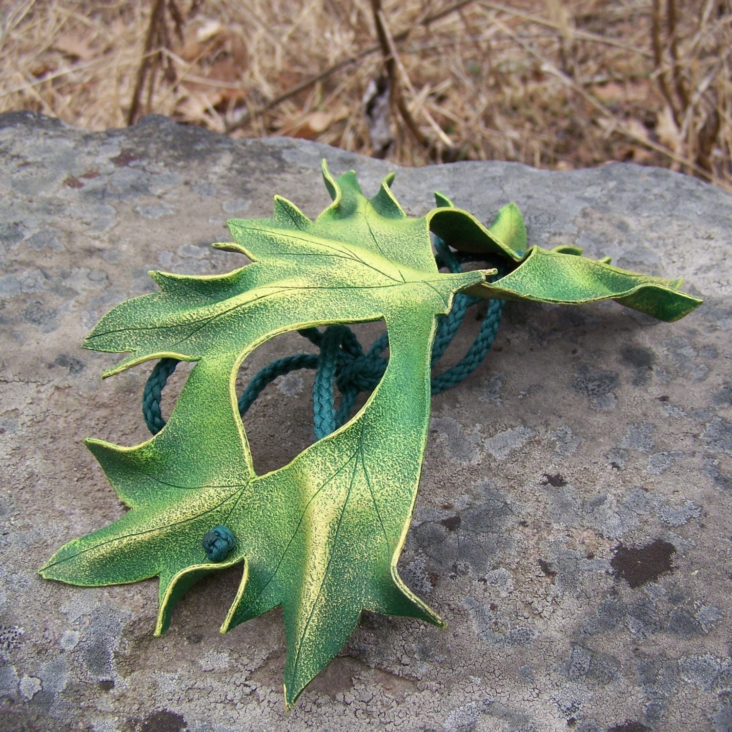 Leather Earth Mask in Spring Green - Etsy UK